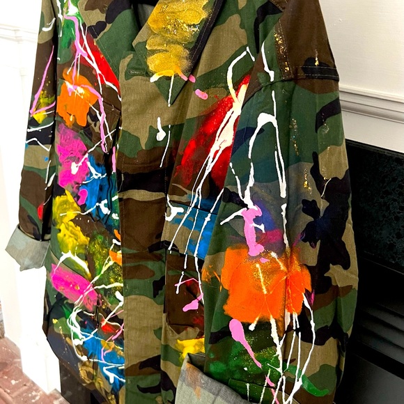 Jackets & Coats | Custom Army Fatigue Paint Jacket | Poshmark